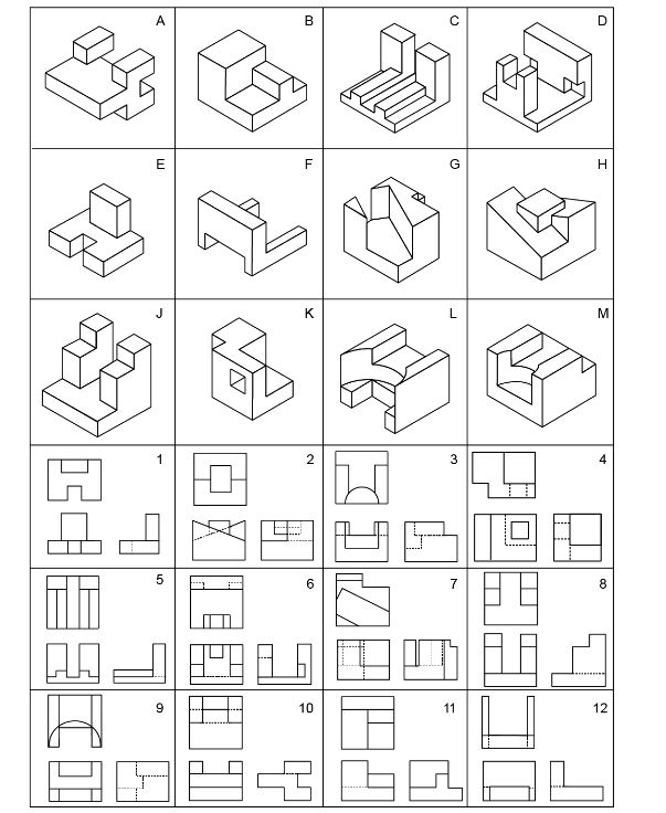 Solved Match each of the isometric drawings on the following | Chegg.com