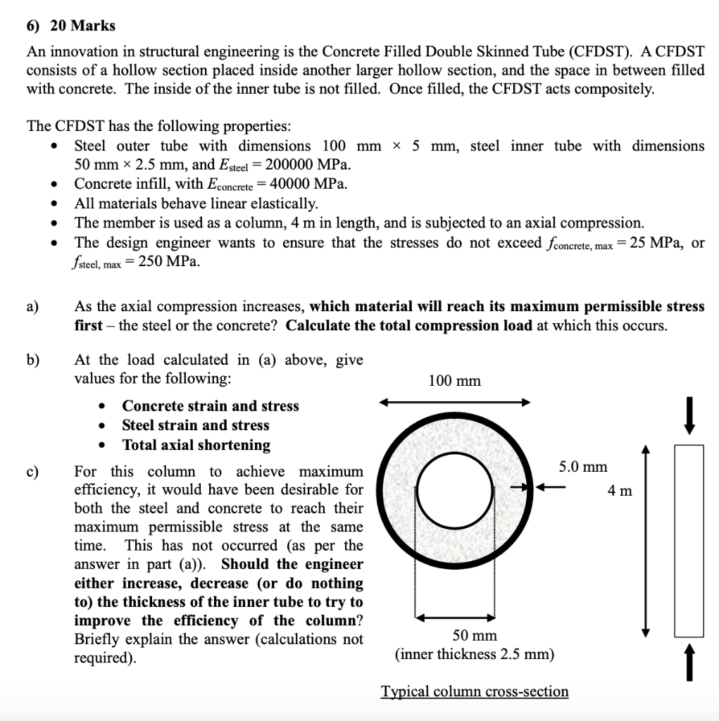 6) 20 Marks An innovation in structural engineering | Chegg.com