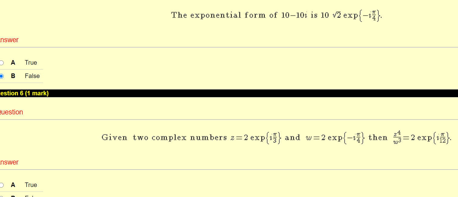 Solved The exponential form of 10–101 is 10 v2 exp{-1}. | Chegg.com