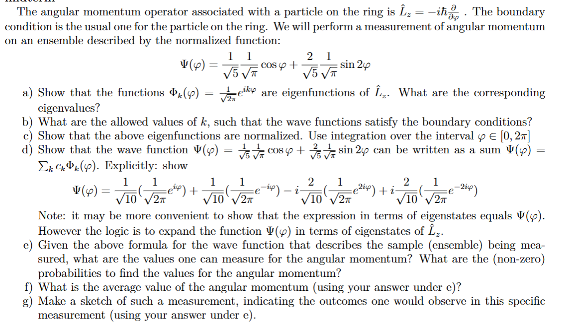Solved The angular momentum operator associated with a | Chegg.com