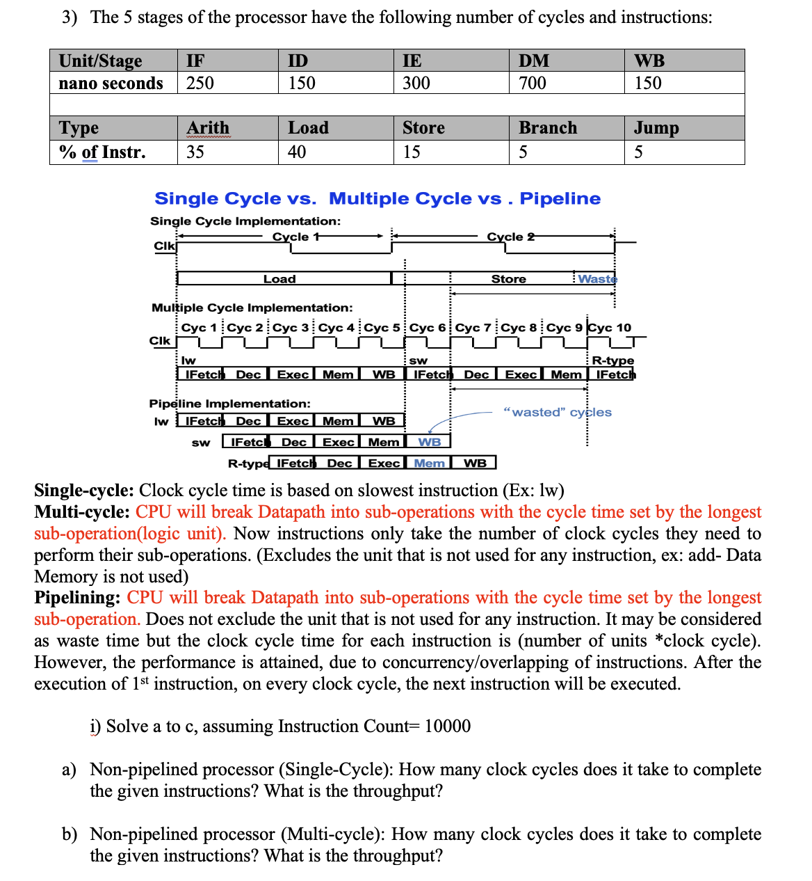 Solved 3) The 5 stages of the processor have the following | Chegg.com