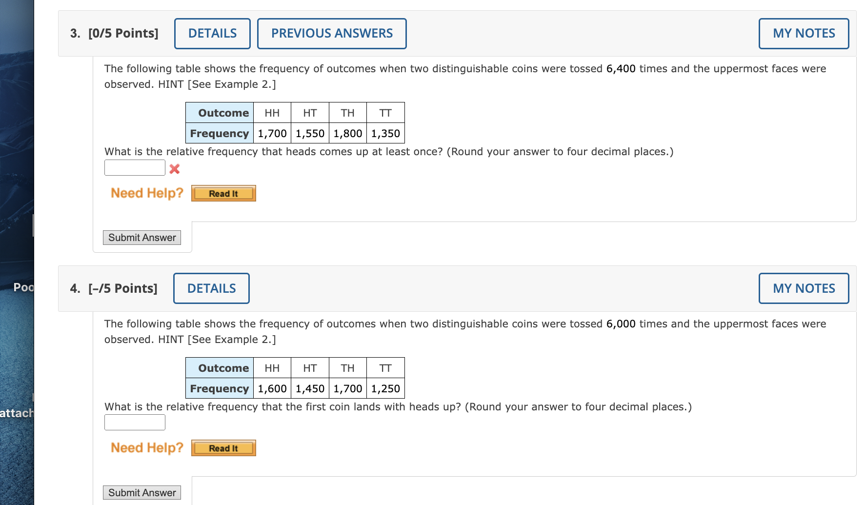 Solved The following table shows the frequency of outcomes | Chegg.com