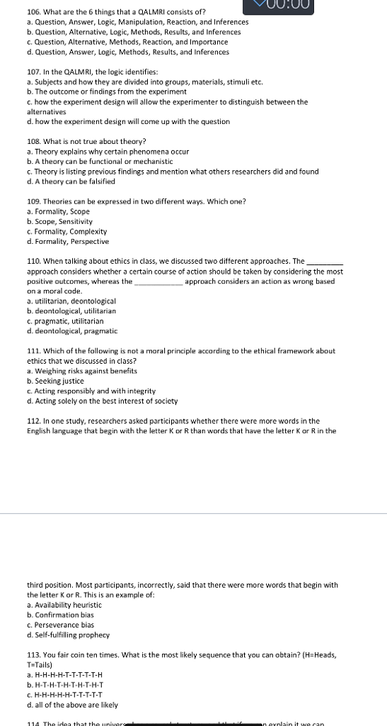 Solved 106. What are the 6 things that a QALMRI consists of? | Chegg.com