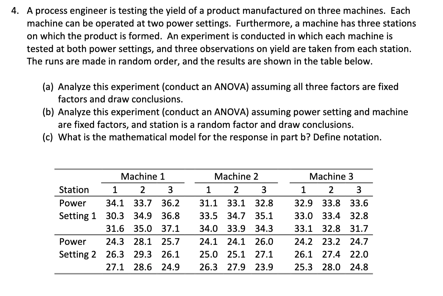 Solved 4. A process engineer is testing the yield of a | Chegg.com