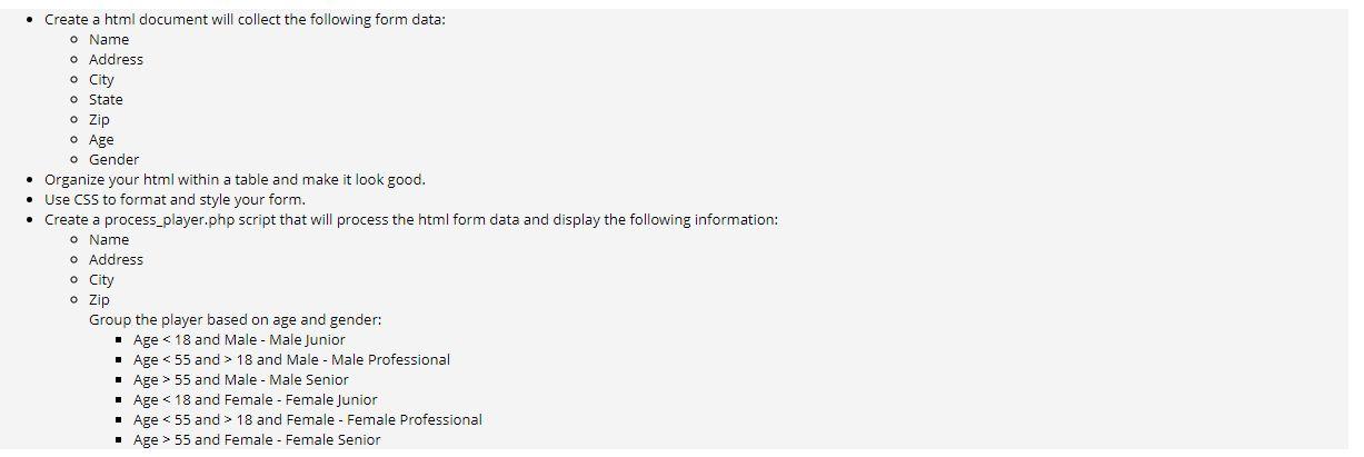 Solved • Create a html document will collect the following | Chegg.com