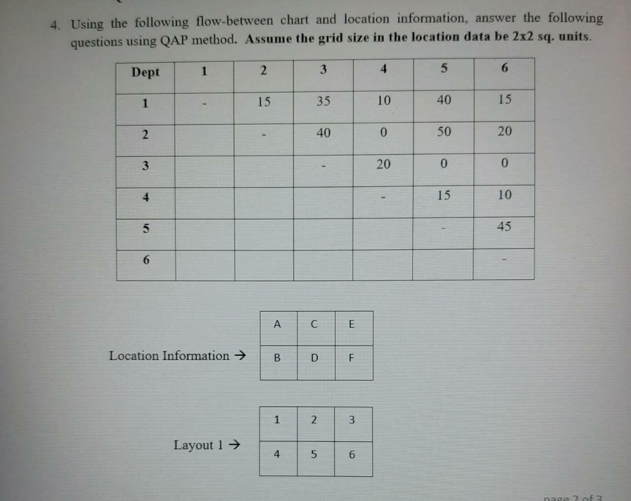 4. Using the following flow-between chart and | Chegg.com