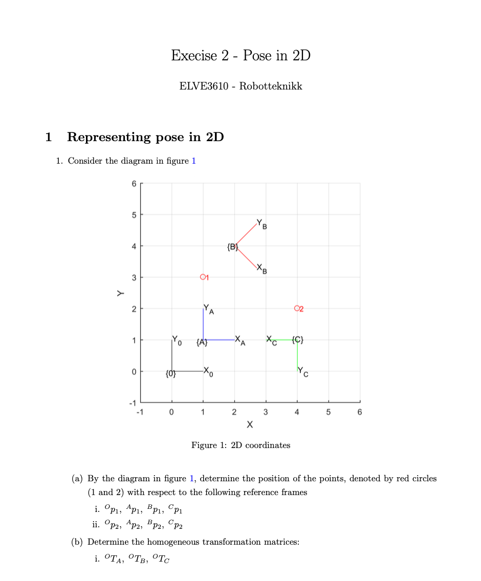 Solved 1 Representing pose in 2D 1. Consider the diagram in | Chegg.com