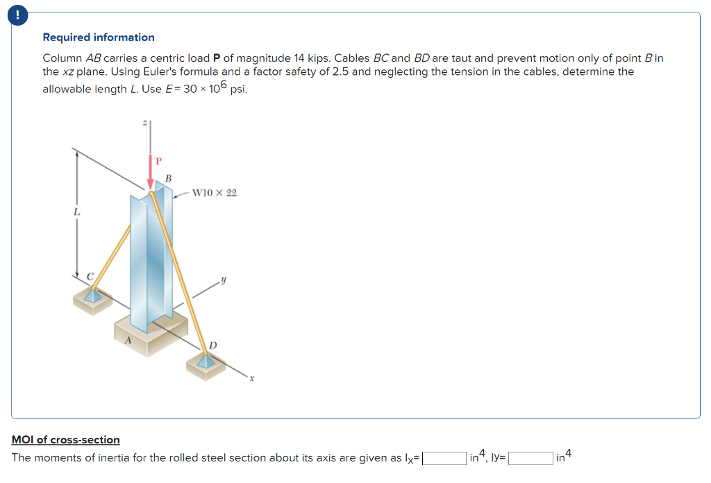 Solved Column AB carries a centric load P of magnitude 14 | Chegg.com