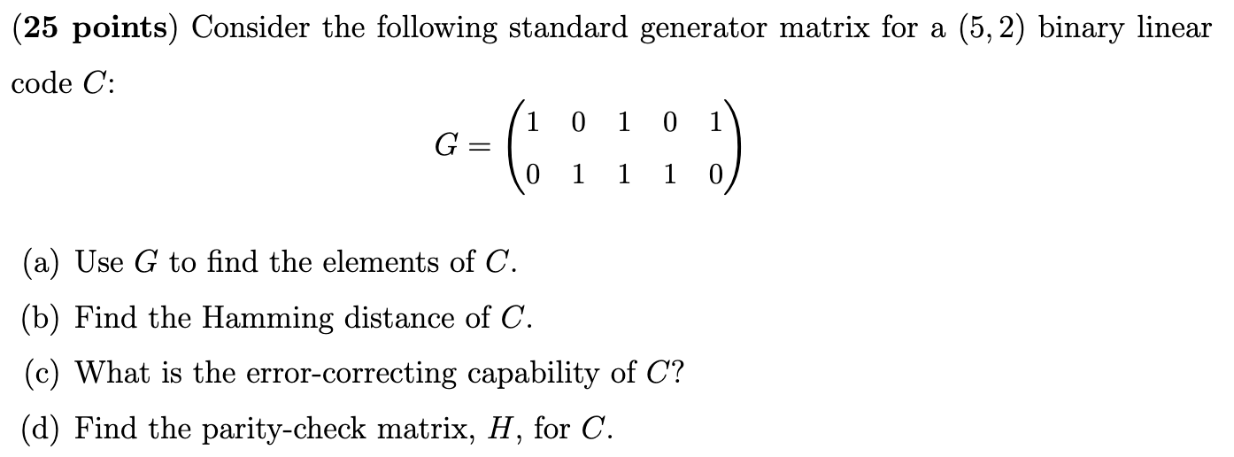 (25 points) Consider the following standard generator | Chegg.com