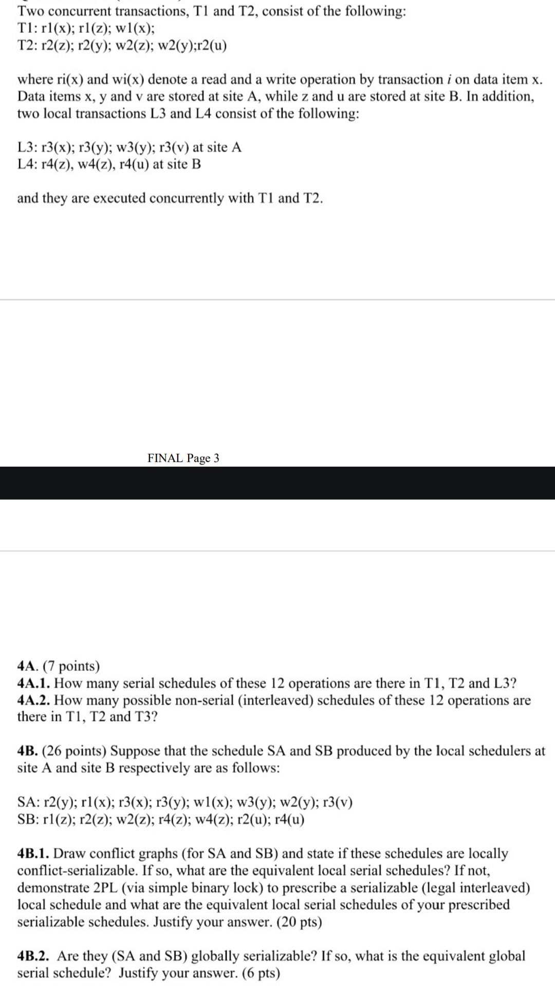Solved Two concurrent transactions, T 1 ﻿and T 2 , ﻿consist | Chegg.com