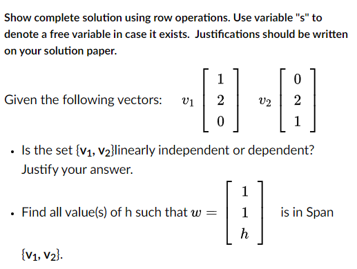 Solved Show complete solution using row operations. Use | Chegg.com