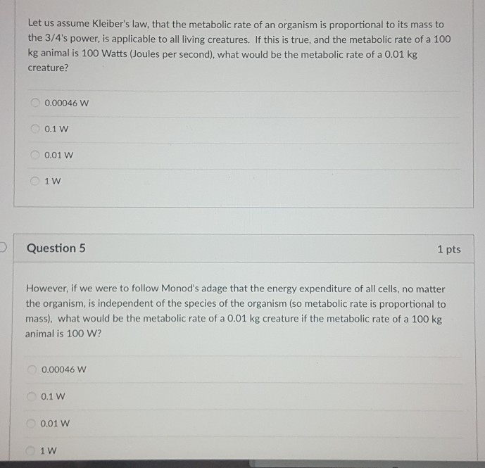 Solved Let us assume Kleiber's law, that the metabolic rate | Chegg.com