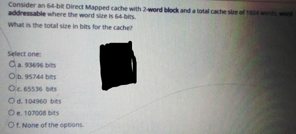 Solved Consider a 64 bit direct mapped cache with 2 word | Chegg.com