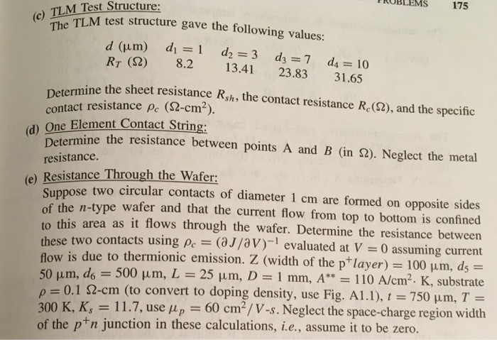 a TLM test structure, a one-element contact string | Chegg.com