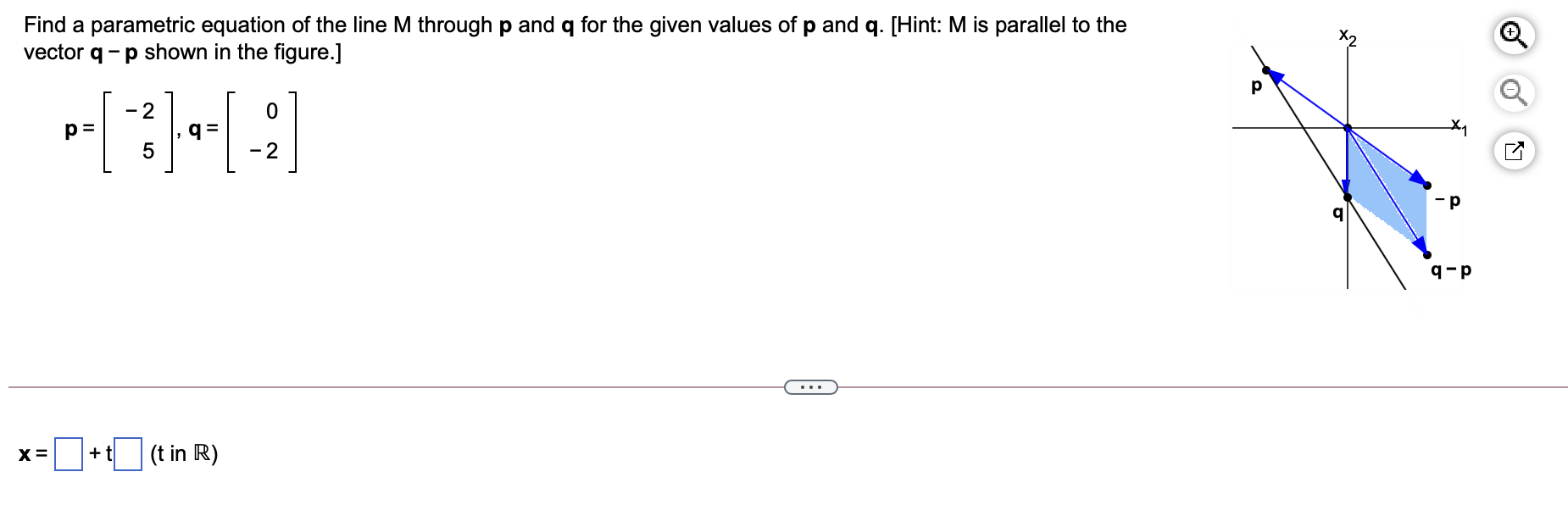 Solved Find a parametric equation of the line M through p | Chegg.com