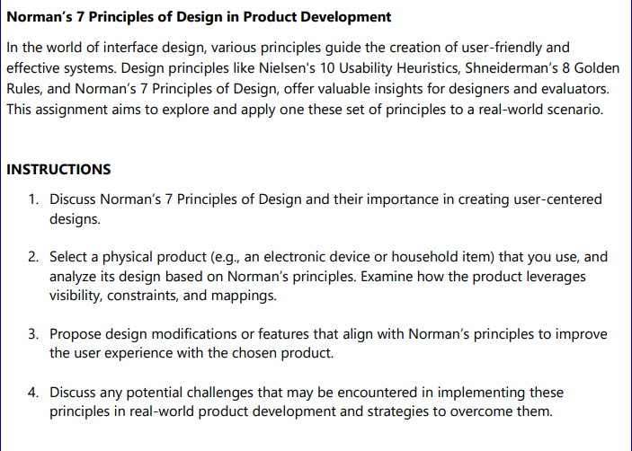 Solved Norman's 7 ﻿Principles of Design in Product | Chegg.com