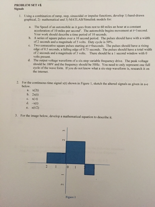 Solved PROBLEM SET #1 Signals Using a combination of ramp, | Chegg.com