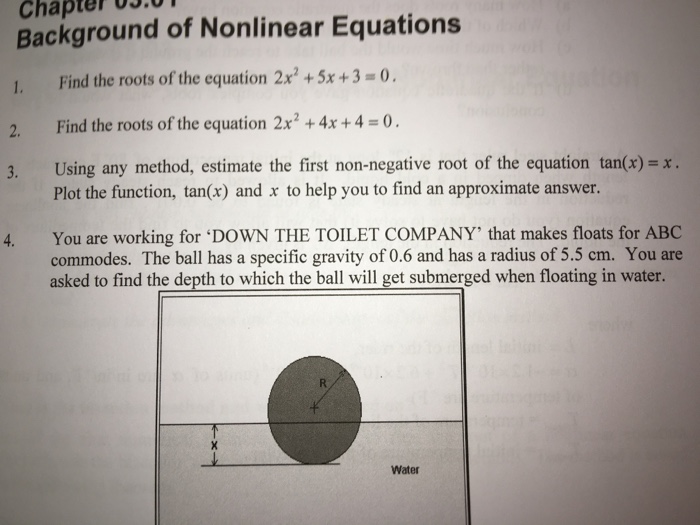 Solved 03.0 Chapter Background of Nonlinear Equations I. | Chegg.com