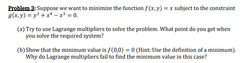Solved Problem 3: Suppose we want to minimize the function | Chegg.com