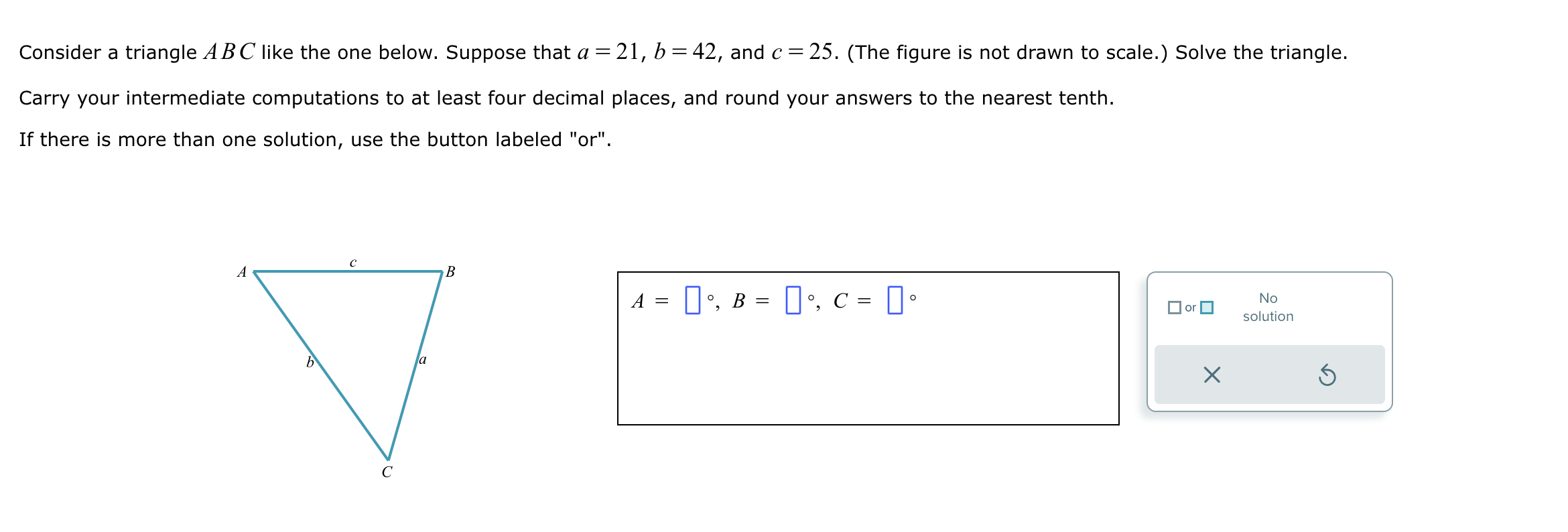 Solved Consider a triangle \\( A B C \\) like the one below. | Chegg.com