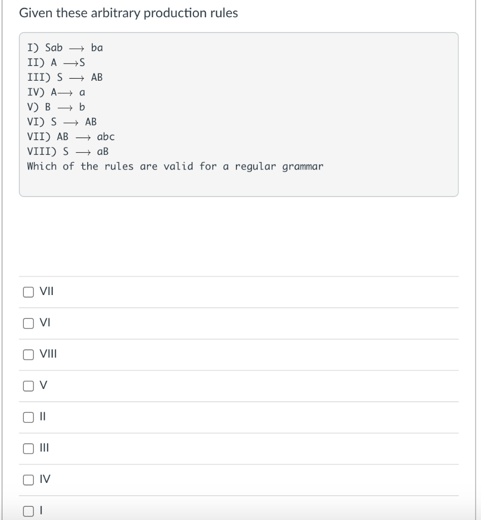 Solved Given these arbitrary production rules I) Sab + ba | Chegg.com