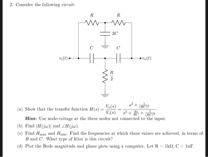 2. Consider the following circuit: 一2C Uolt () = (a) | Chegg.com