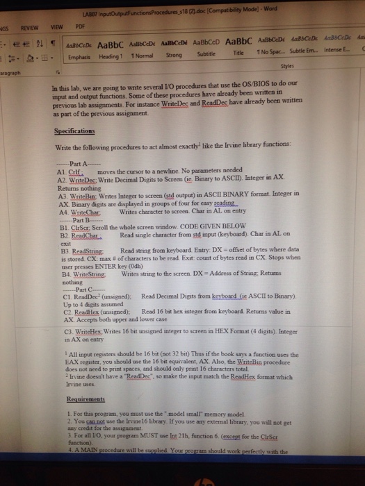 Assembly language program is incomplete need: | Chegg.com