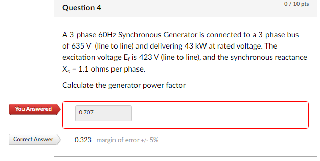 Solved A 3-phase 60 Hz Synchronous Generator is connected to | Chegg.com
