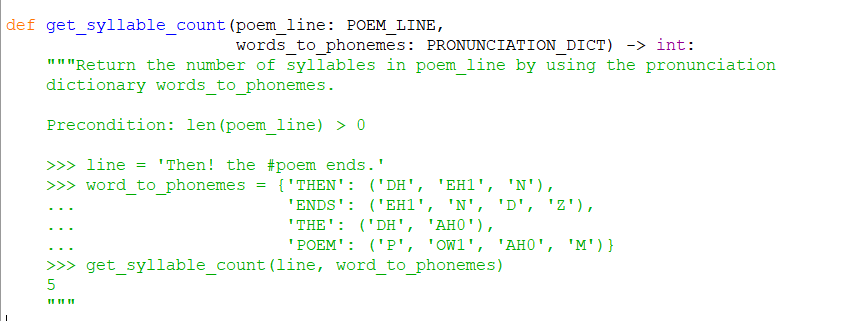 Solved def get_syllable_count (poem_line: POEM_LINE, | Chegg.com