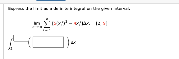 Solved Express the limit as a definite integral on the given | Chegg.com