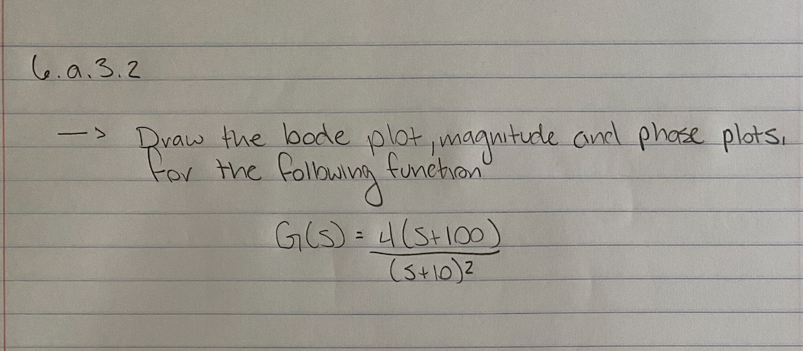 Solved 6.0.3.2 -> Draw for the bode plot, magnitude and | Chegg.com
