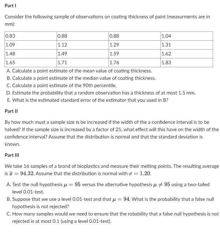 Solved Consider the following sample of observations on | Chegg.com