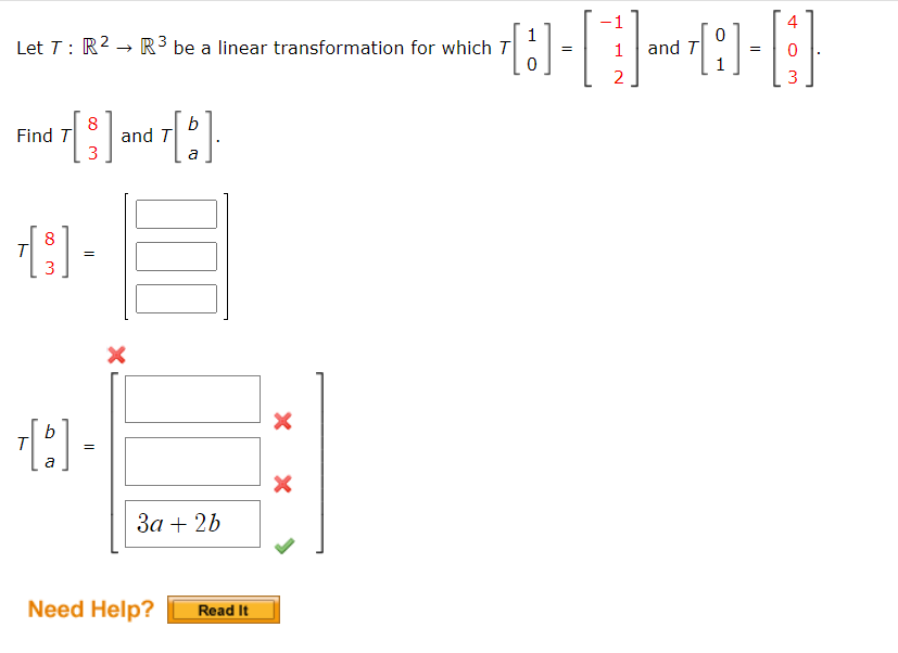 Solved Let T:R2→R3 be a linear transformation for which | Chegg.com