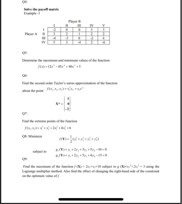 Solved Q4: Solve the payoff matrix Example-1 Player B П I | Chegg.com