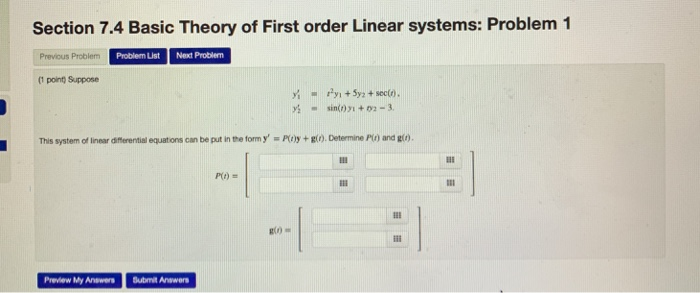 Solved Section 7.4 Basic Theory of First order Linear | Chegg.com