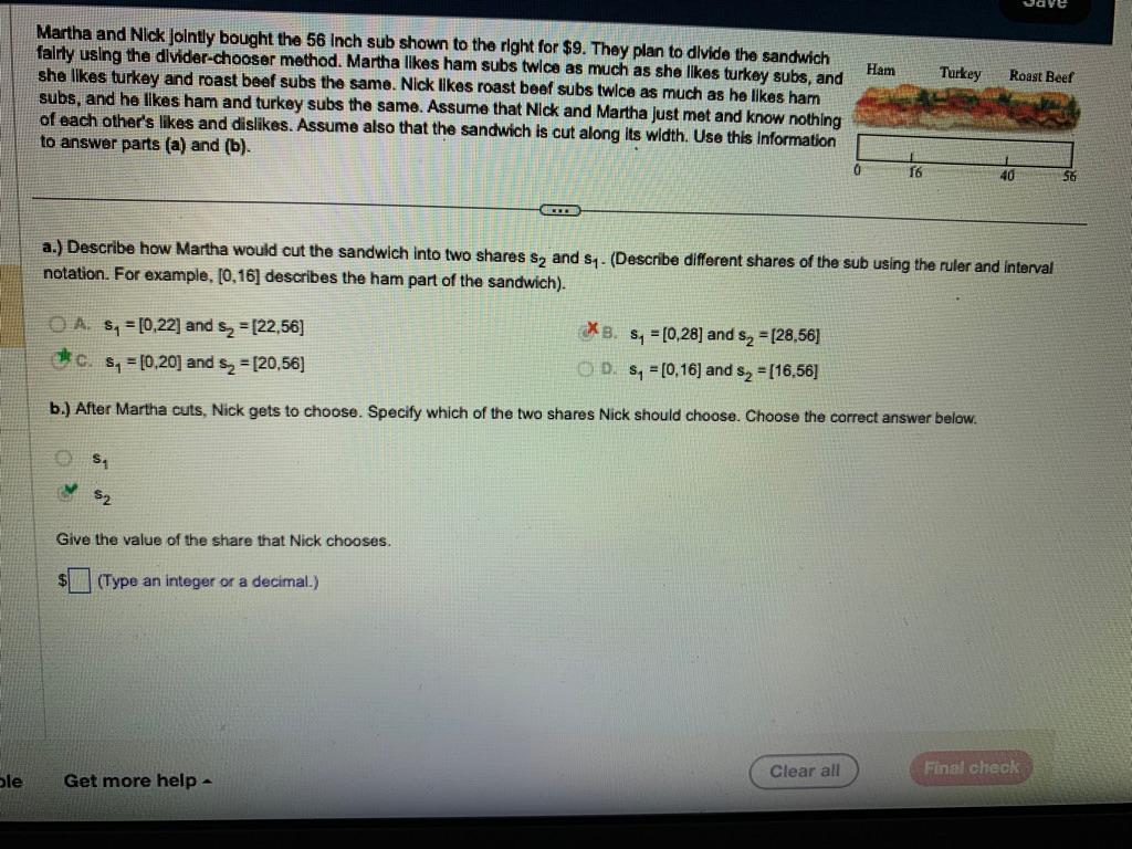 Martha and Nick jointly bought the 56 inch sub shown | Chegg.com