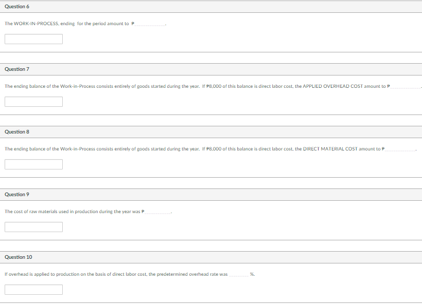 Solved The WORK-IN-PROCESS, ending for the period amount to | Chegg.com