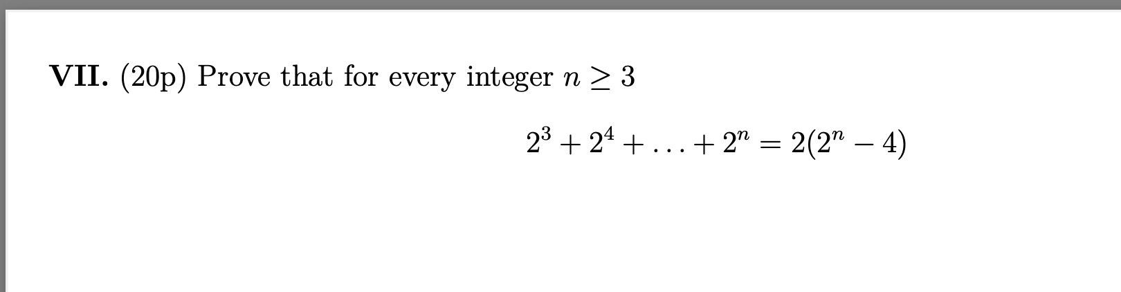 Solved VII. (20p) ﻿Prove that for every integer | Chegg.com