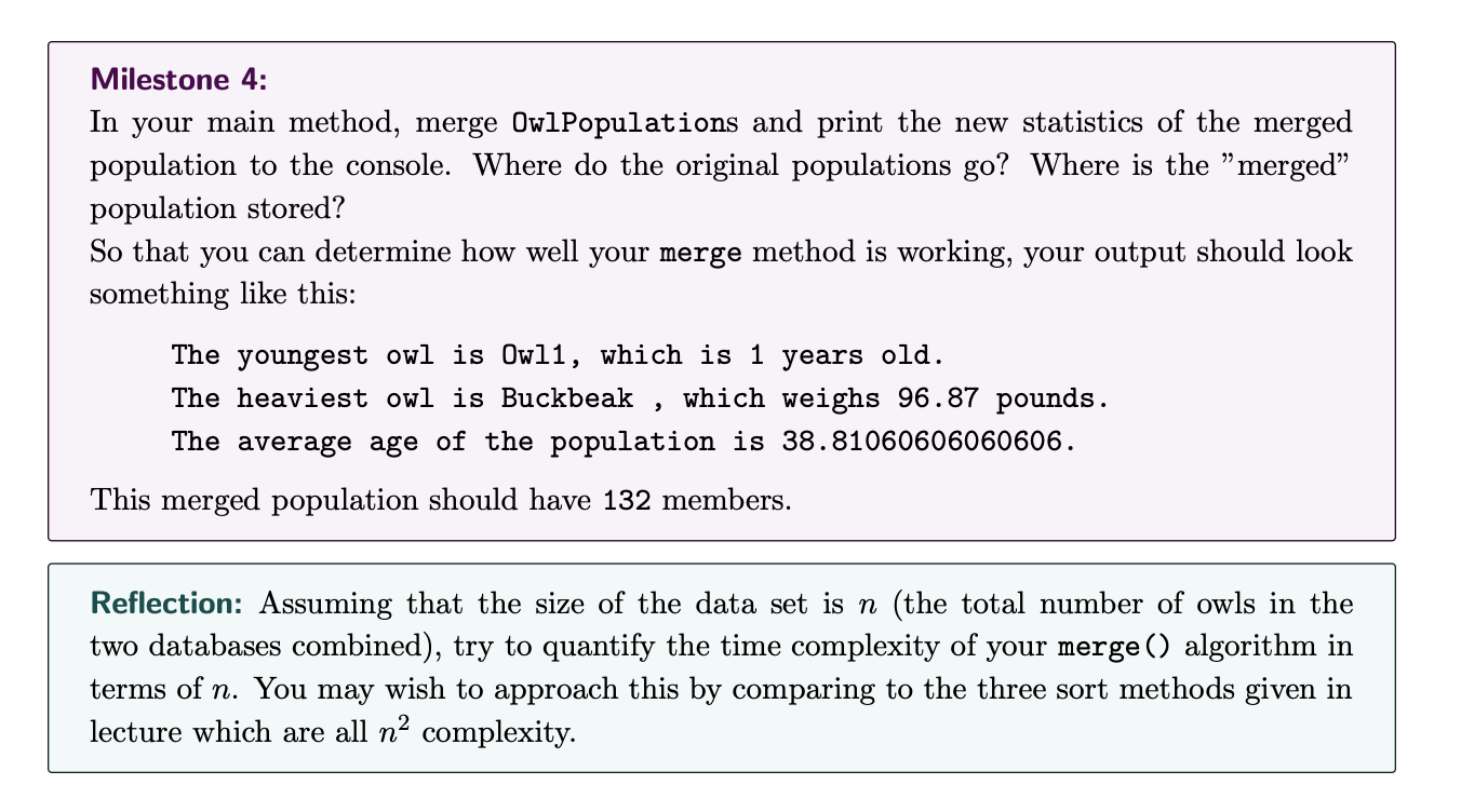 Solved 4 Merging OwIPopulations Write the method in the | Chegg.com