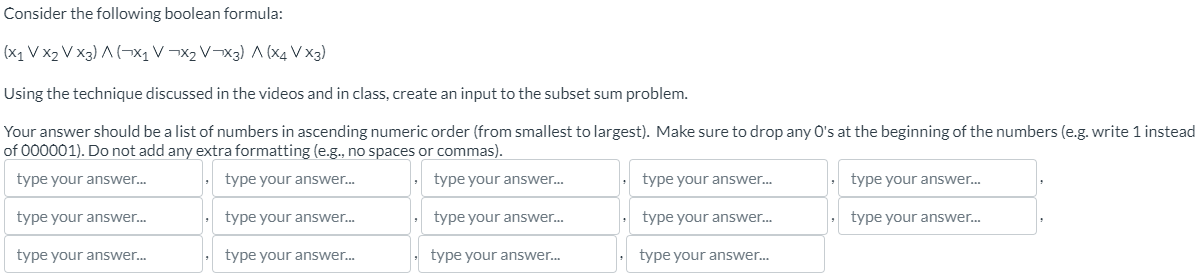 Solved Consider the following boolean formula in the | Chegg.com