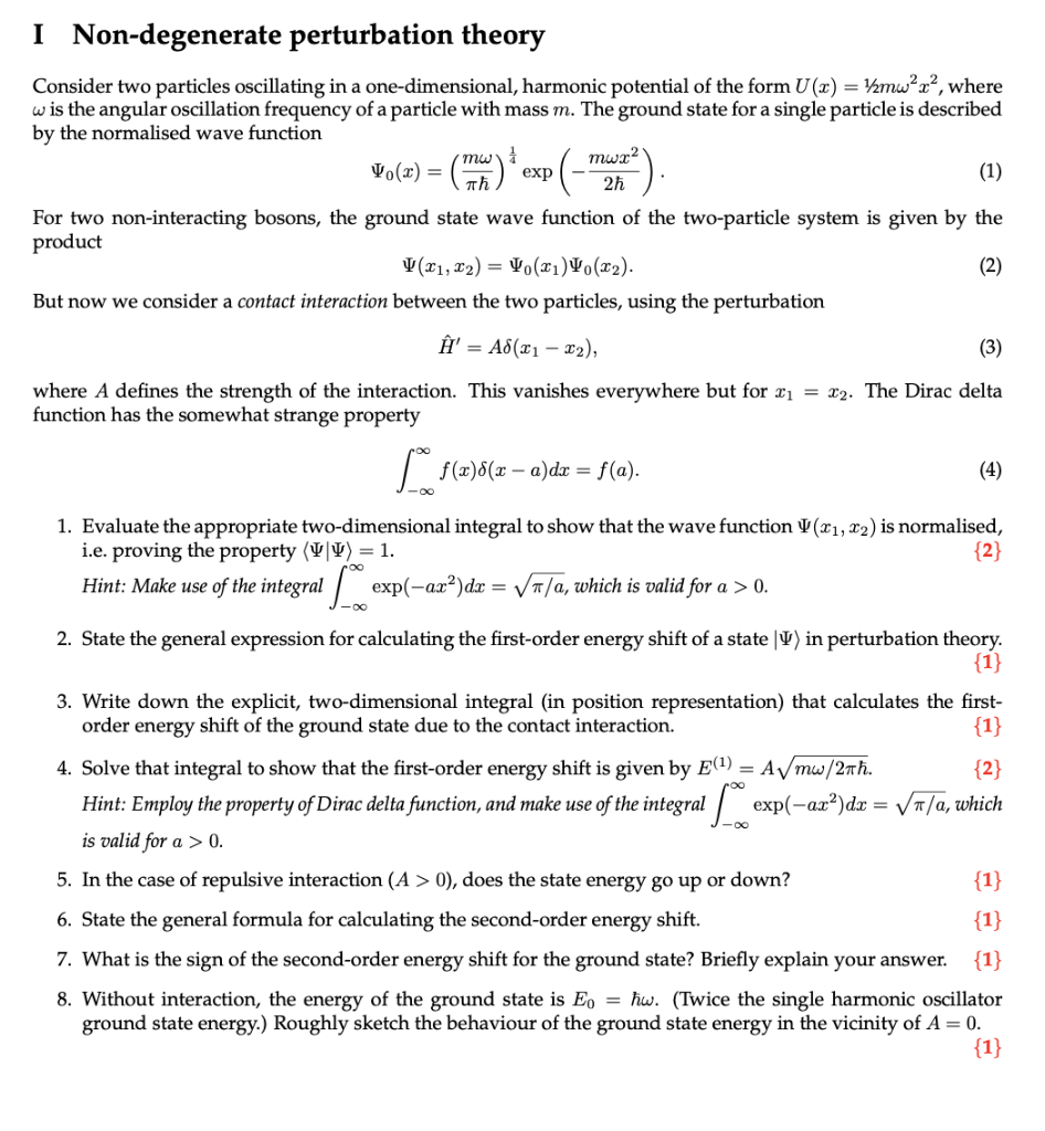 Solved I Non-degenerate perturbation theory Consider two | Chegg.com