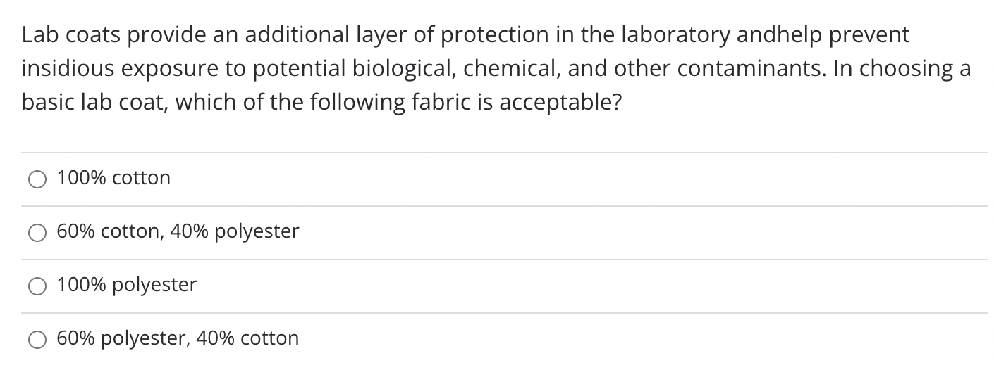 Solved Lab coats provide an additional layer of protection | Chegg.com