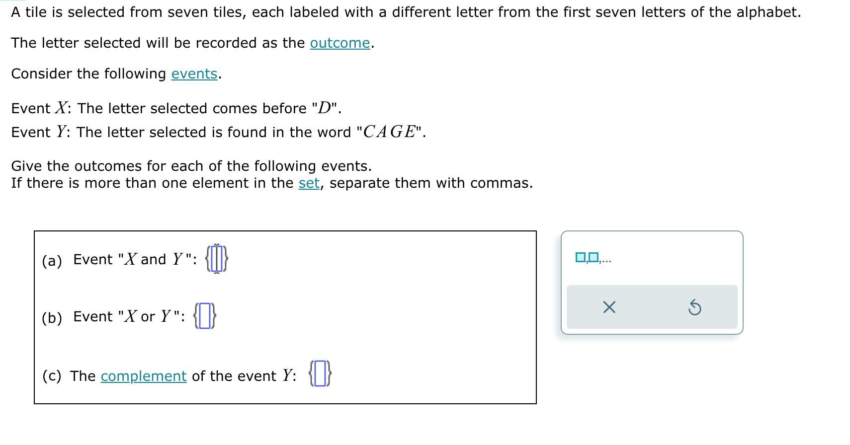 Solved A tile is selected from seven tiles, each labeled | Chegg.com