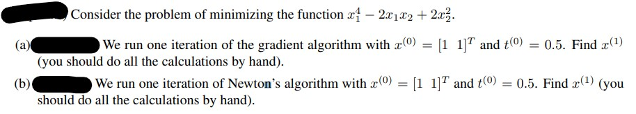 Solved Consider the problem of minimizing the function x1 – | Chegg.com