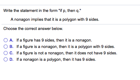 Solved Write the statement in the form "if p, then q." A | Chegg.com