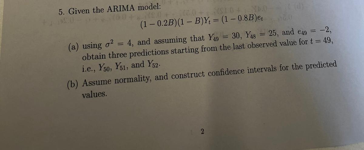 3. An AR(1) and an MA(2) model were fitted to a time | Chegg.com
