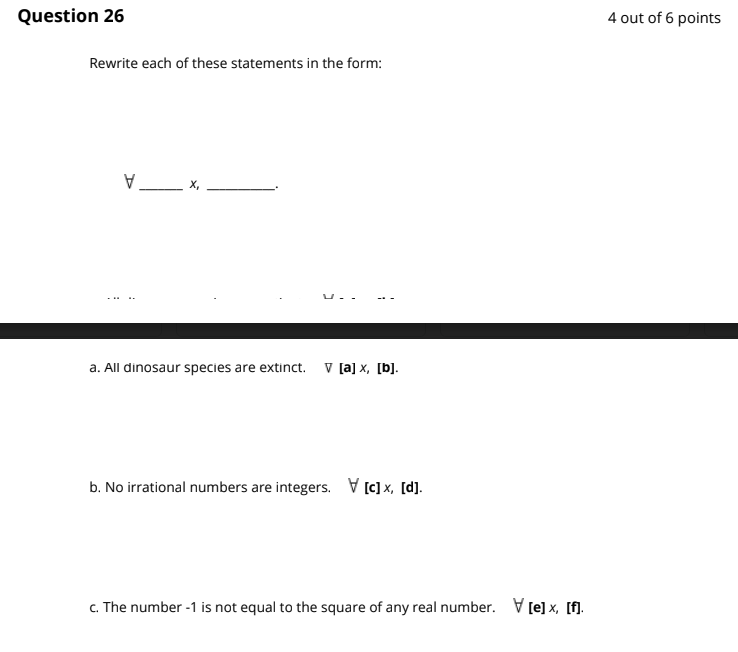 Solved Question 26 4 out of 6 points Rewrite each of these | Chegg.com
