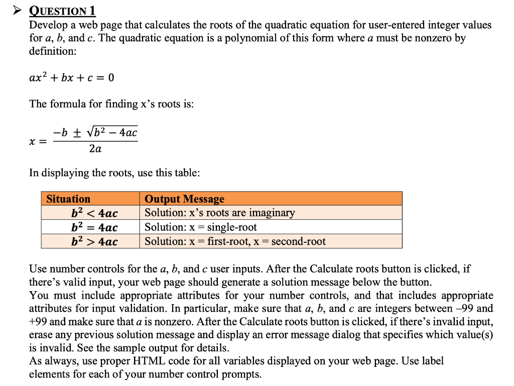Solved QUESTION 1 Develop a web page that calculates the | Chegg.com