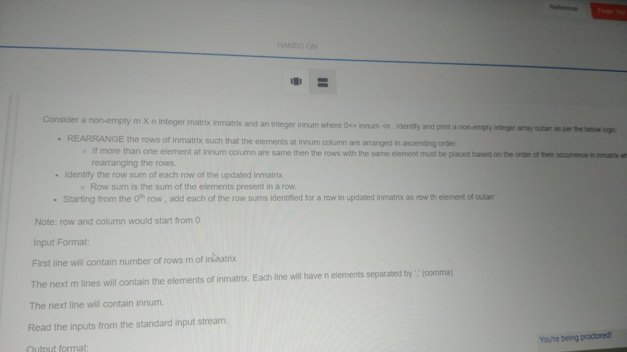 HANDS ON Consider a non-empty m X n integer matrix | Chegg.com