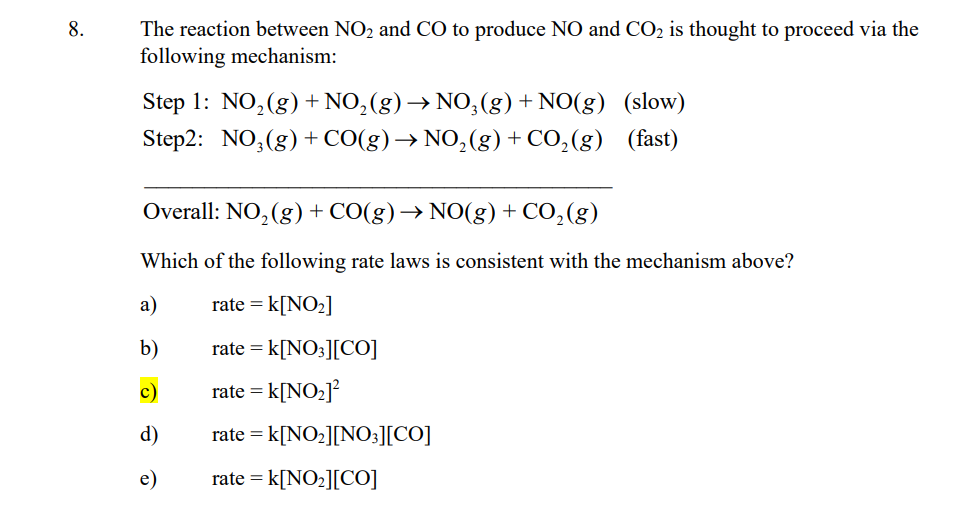 Solved The reaction between NO2 and CO to produce NO and CO2 | Chegg.com